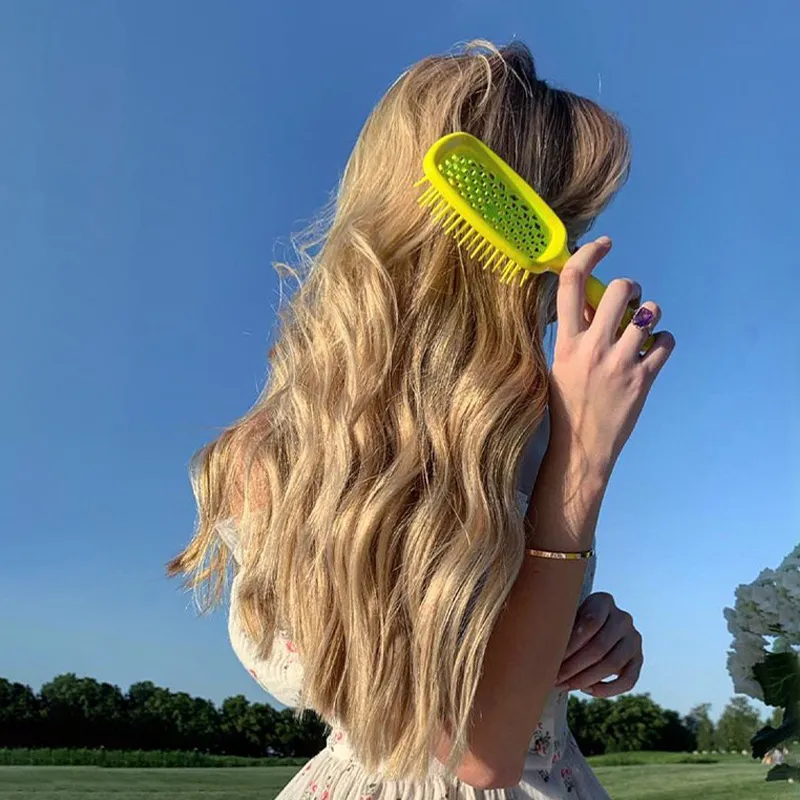 Wavy Hair Comb For Detangling Square Hollow Mesh Design Comb Massager ...