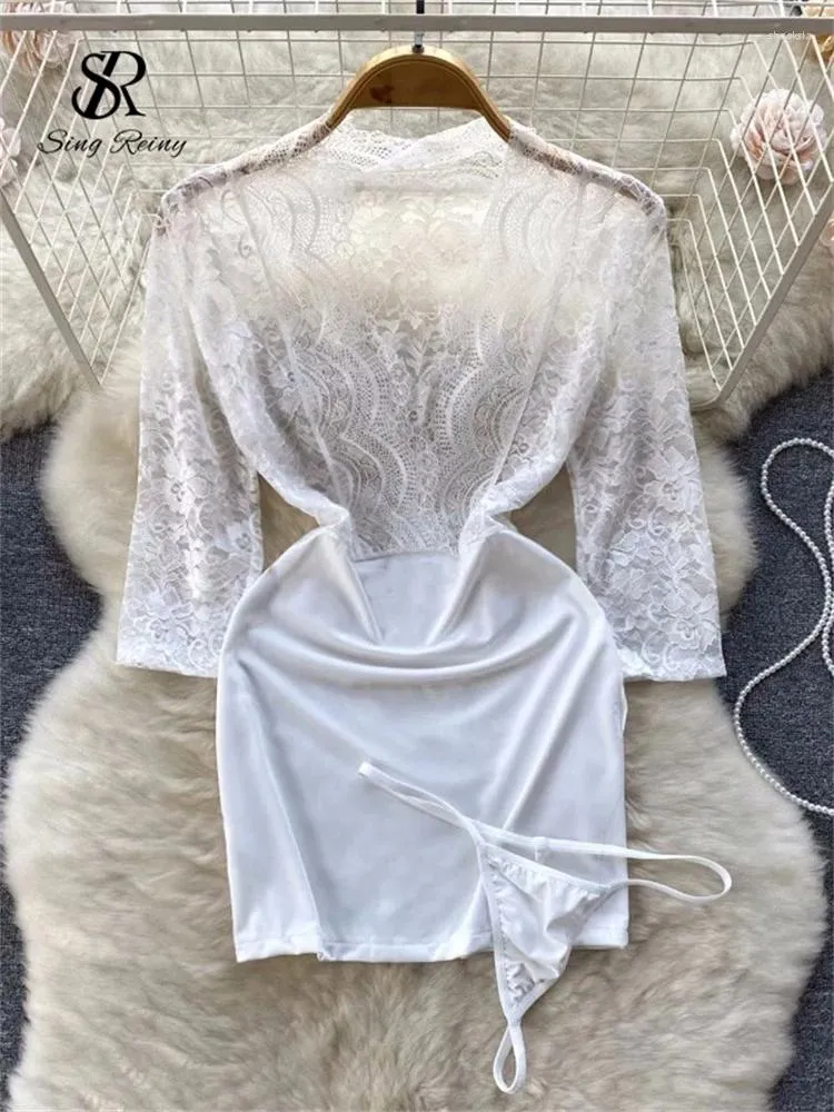 Casual Dresses Singreiny 2024 Lingerie Lace Sexy Pajamas Women V Neck