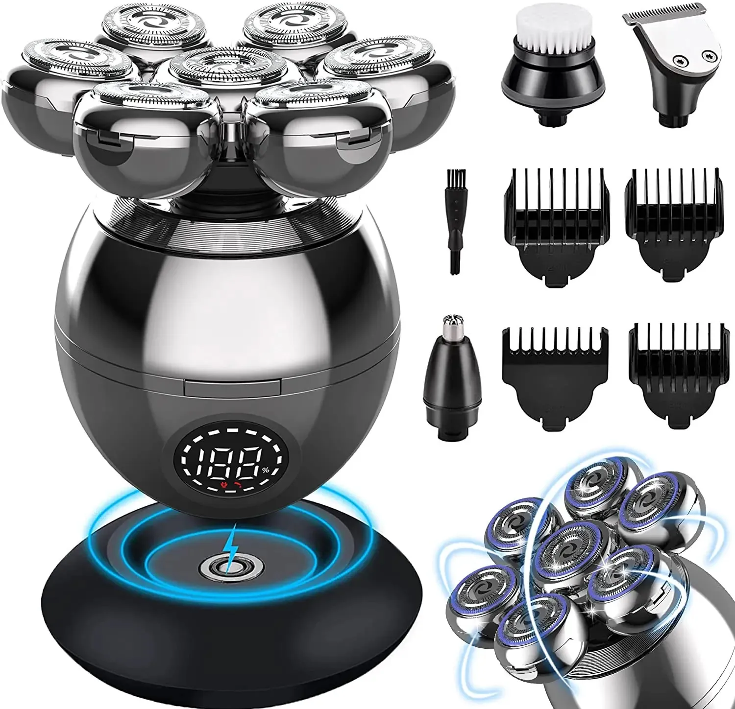 Electric Shaver 7D Floating Cutter Head Base Charging Portable Men ...