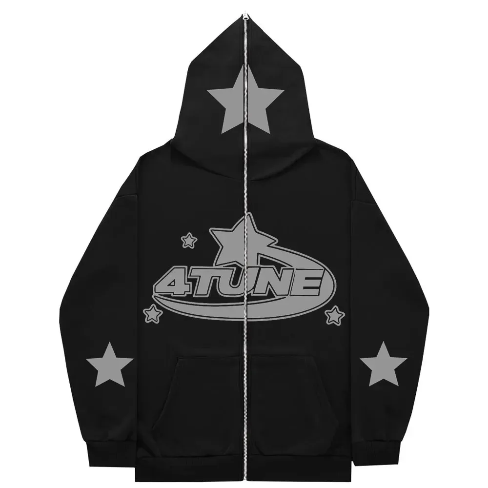 Gothic TUNE Y2K Full Zip Up Retro HipHop Mens Hoodies Sweatshirt ...