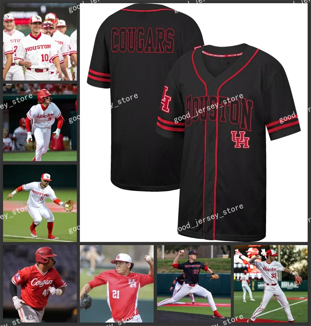 Custom Houston Cougars Baseball Jersey - Breathable Fabric, Stitched ...