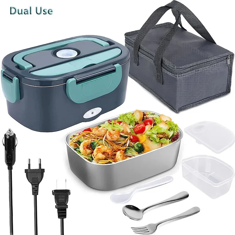 Electric Lunch Box Food Warmer - 220V/110V/12V/24V Dual Use, Stainless ...