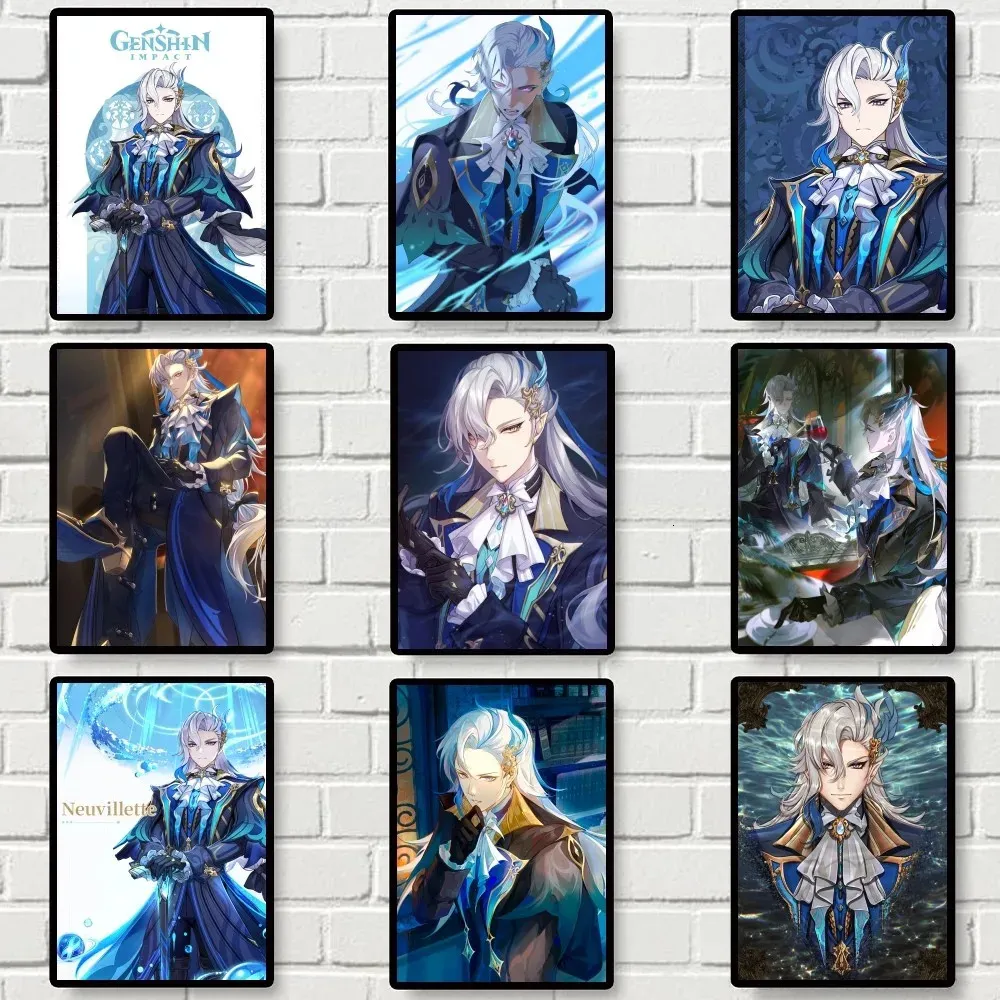 Neuvillette Genshin Impact Game Poster Gallery Printed Wall Canvas ...