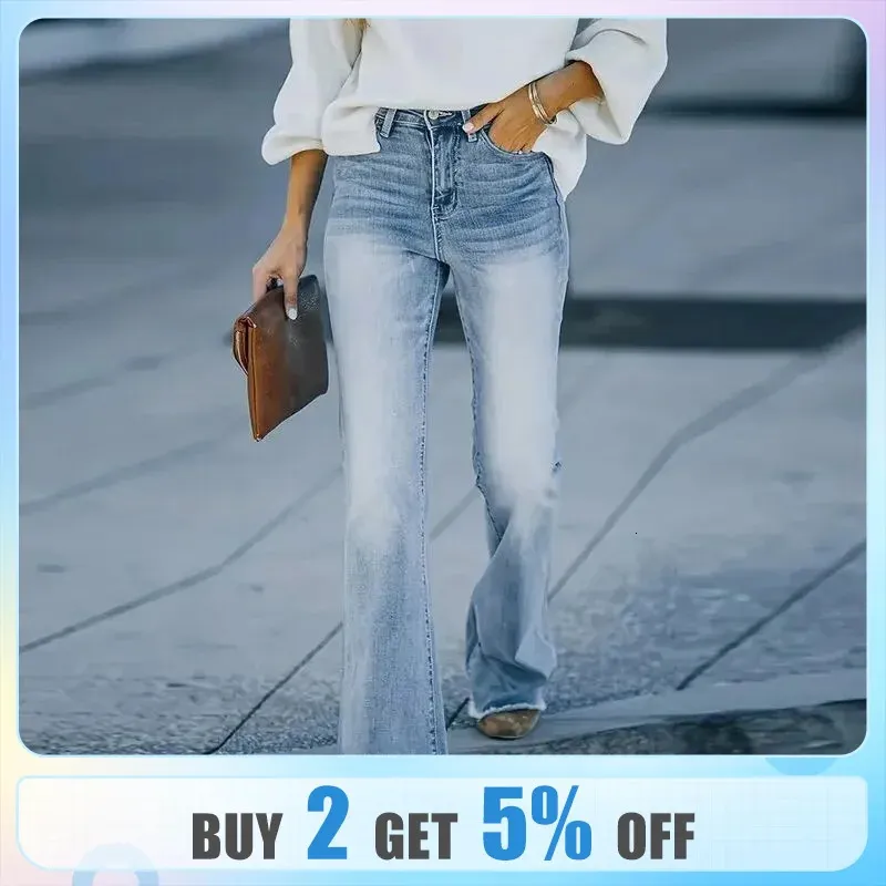 High-Waisted Flared Jeans for Women - Slimming Denim Pants, Spring ...