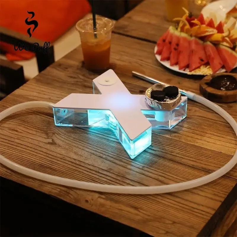 X-Shape LED Hookah Set - Portable Acrylic Shisha, Complete Narguile ...