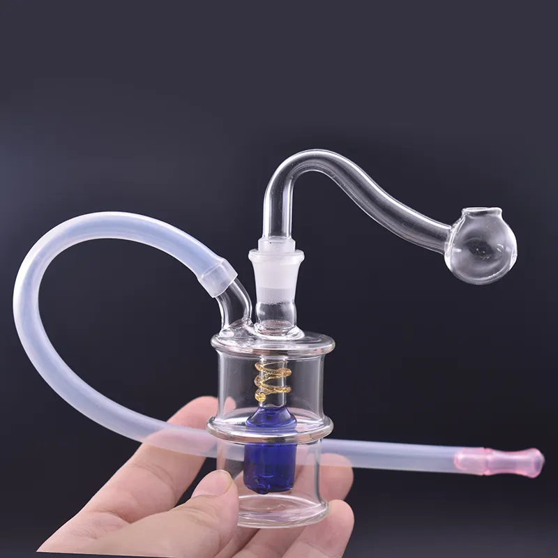 Portable Glass Oil Burner Bong Water Pipes 10mm Femlae Recycler Dab Rig ...