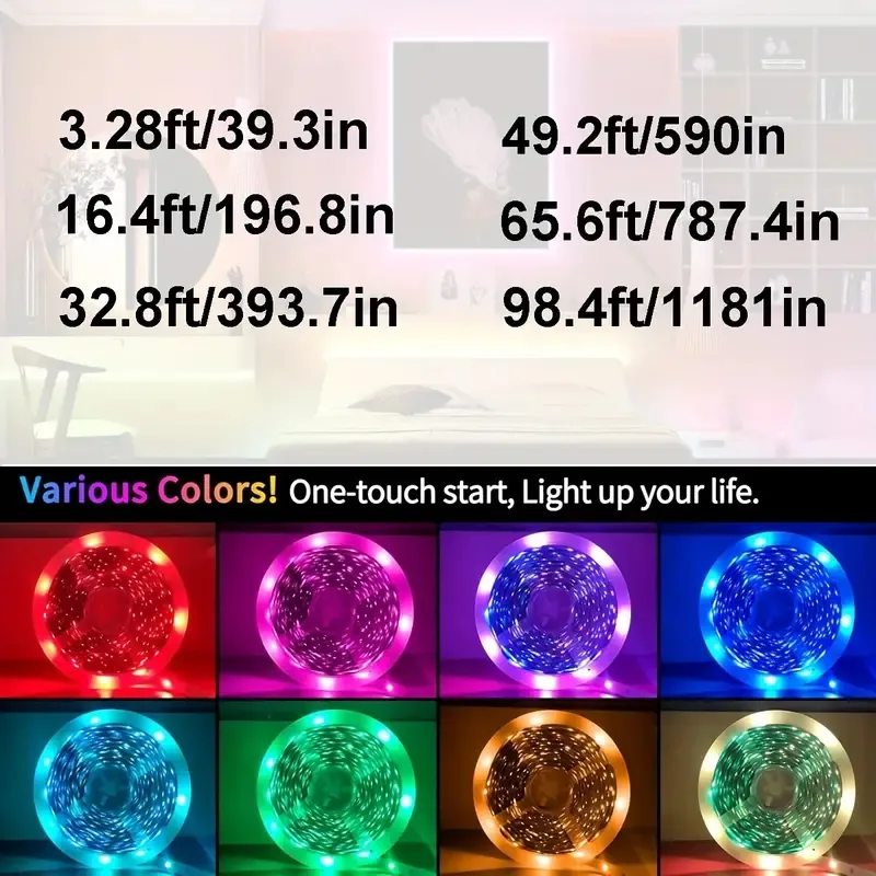 DHgate.com:5050 LED Strip Lights, 3.28-98.4ft USB RGB Ribbon Lights ...