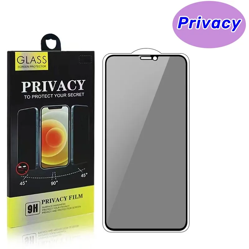 Privacy Tempered Glass Screen Protector, Full Coverage Anti Spy For ...