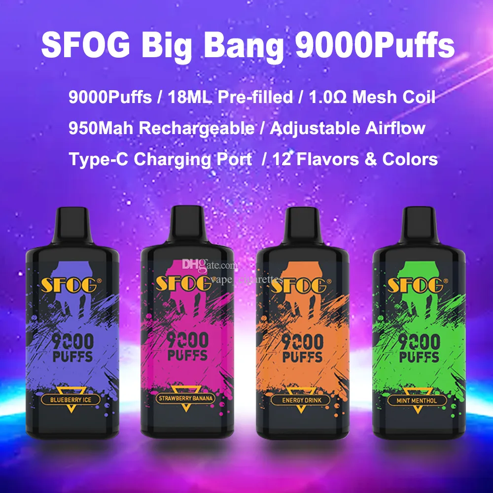 SFOG Original Puffs 9000 Vape Disposable E Cigarette Big Bang 9000 Puff ...