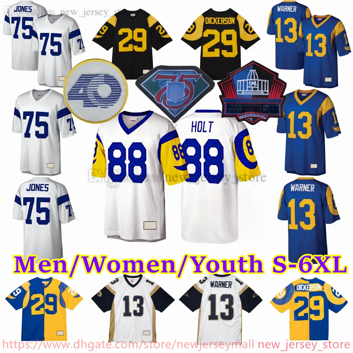 Custom Football Jerseys S 6XL Throwback Eric Dickerson, Deacon Jones ...