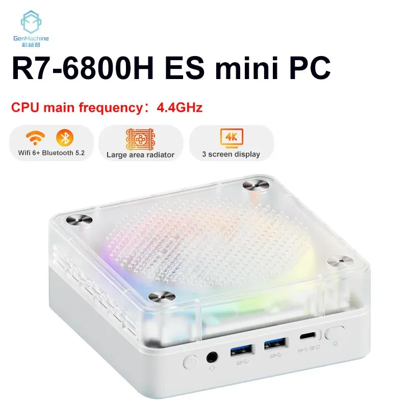 MINI GAMING PC, Genmachine R7 6800H ES Windows 11 Pro Mini Ordinateur ...