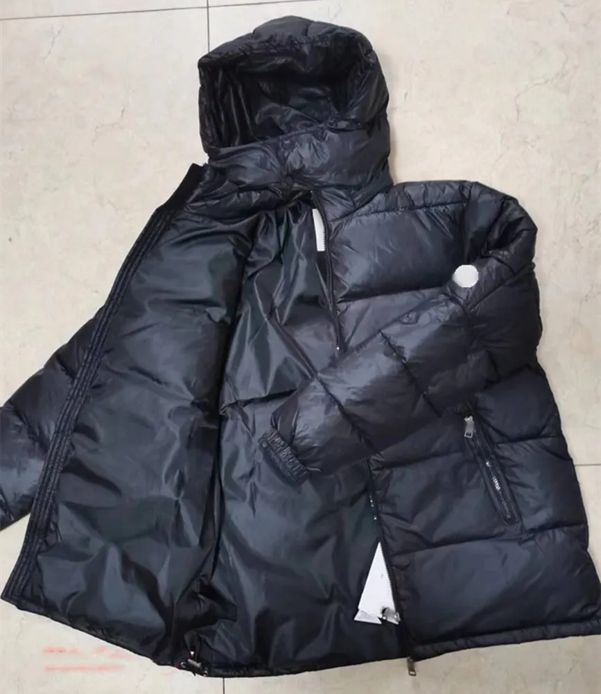 Winter parka jacket with white duck down filling and detachable hood ...