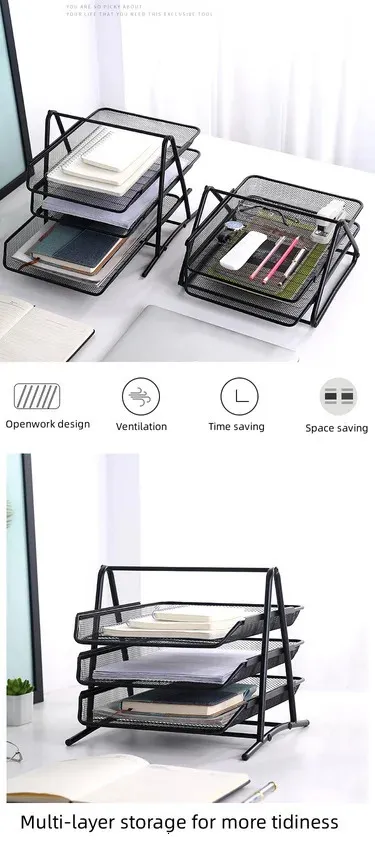 Metal Mesh Desk Organizer | Document Holder For Desk Office A4 Paper ...