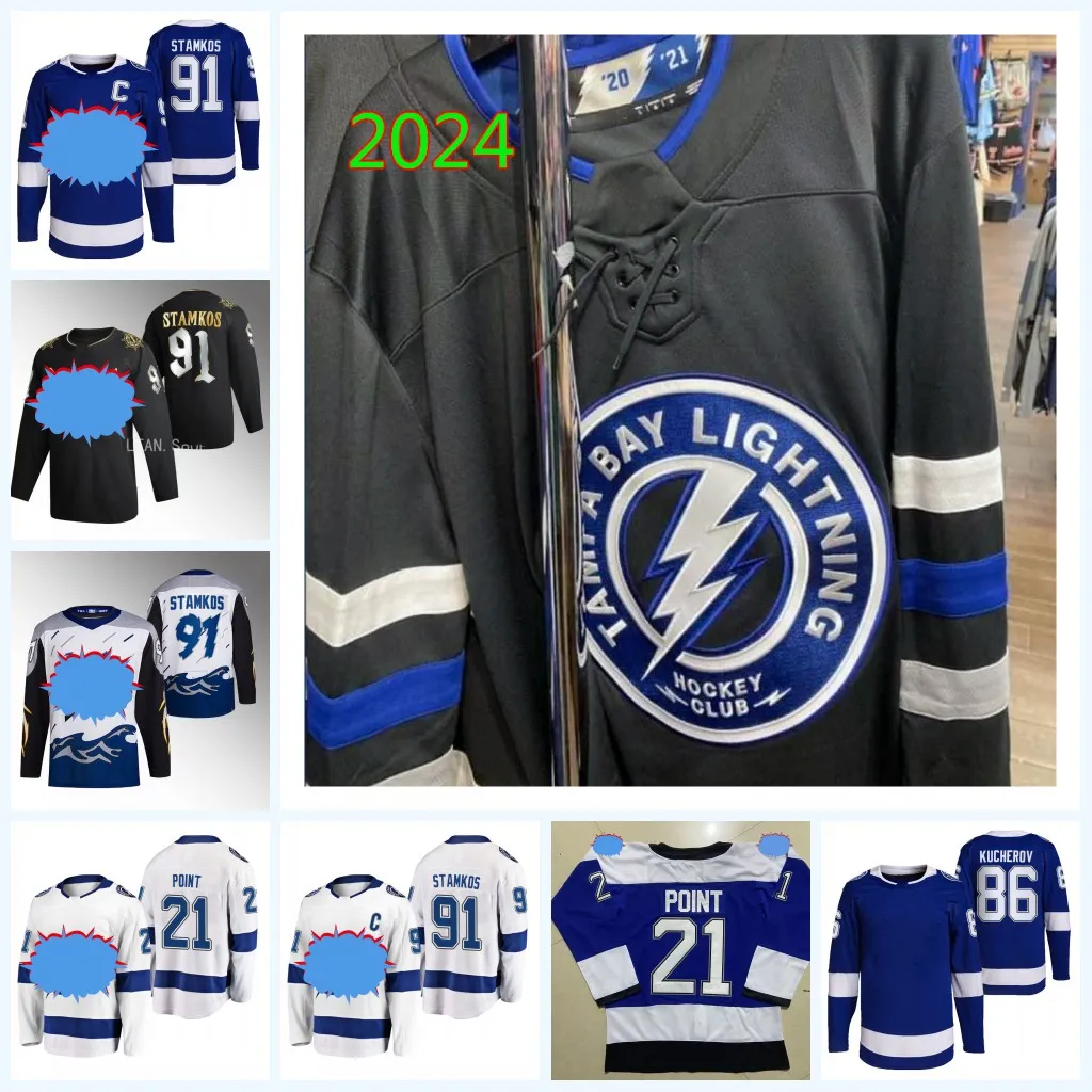 91 Steven Stamkos 2024 Lightning Black Third Jersey Nikita Kucherov 21 ...