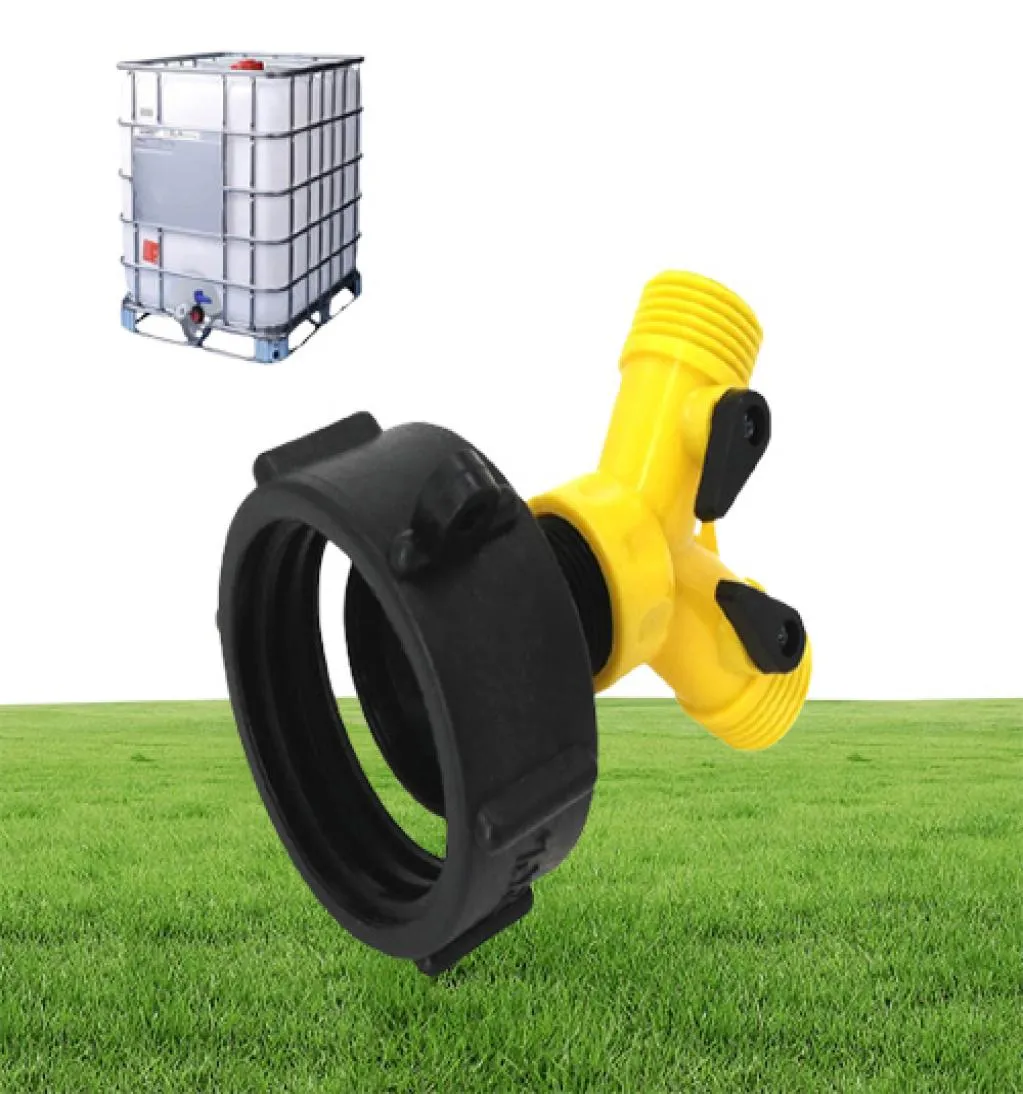 IBC Tote Tank Adapter & Garden Hose Splitter - 2 Coarse Thread for 275/ ...