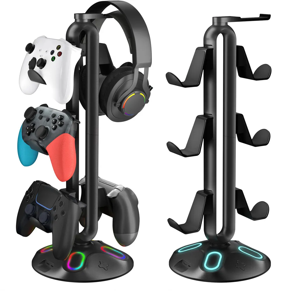 Universal Gaming Controller Stand with RGB Lighting - Headset Holder ...