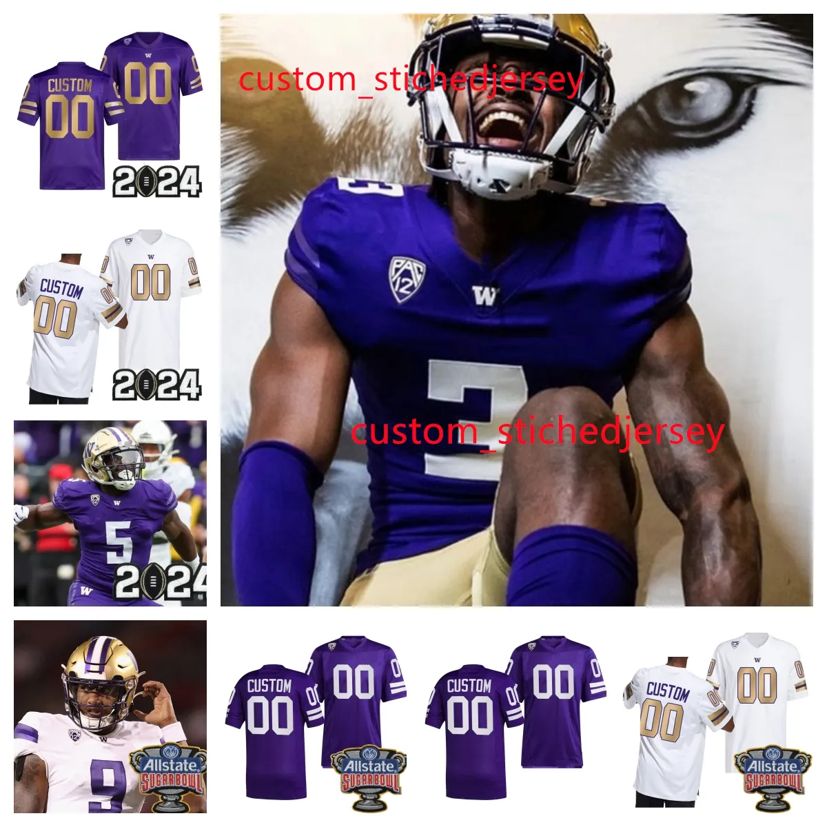 Mejor Precio En A Granel Maillot De Football Des Huskies De Washington ...