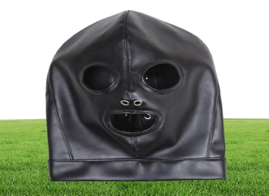 Breathable Open Face Mask Hood - Quality PU Leather, Wet Look, Open ...