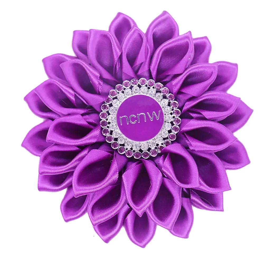 Premium Purple Ribbon Flower Brooch Pin - Elegant Party Wear Jewelry ...