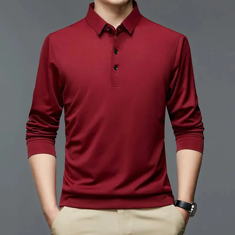 Men's Long Sleeve Polo Shirt - Business Casual Cotton Button Lapel Top ...
