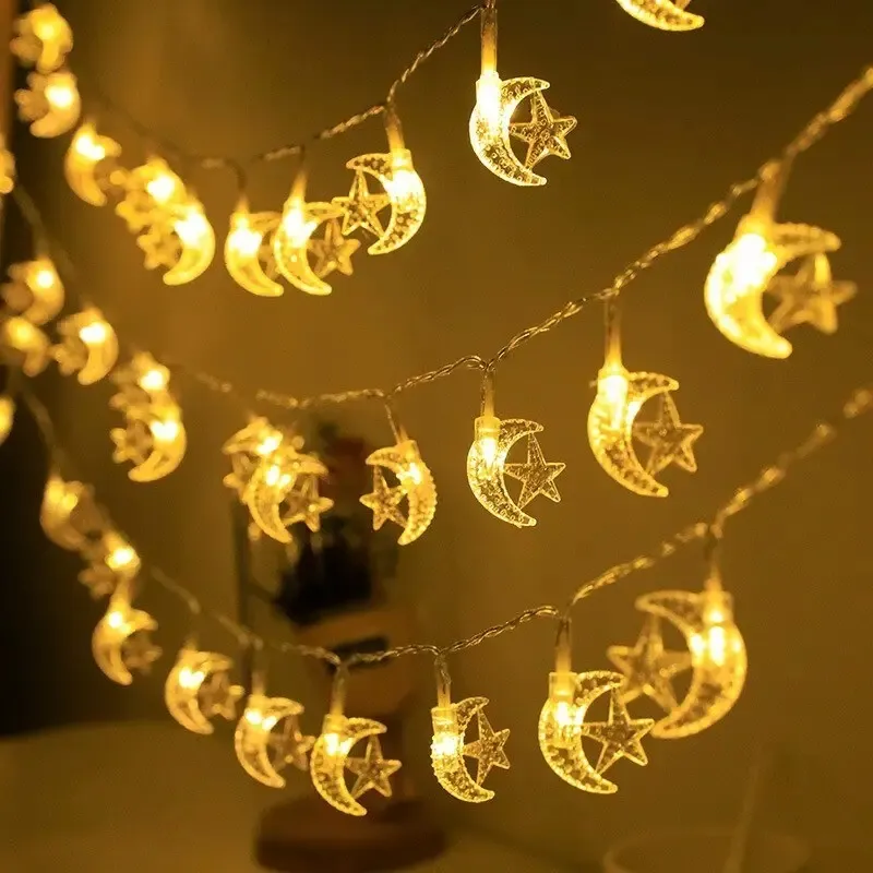 Eid Mubarak Decorations: 59in Moon Star LED String Lights - Ramadan ...