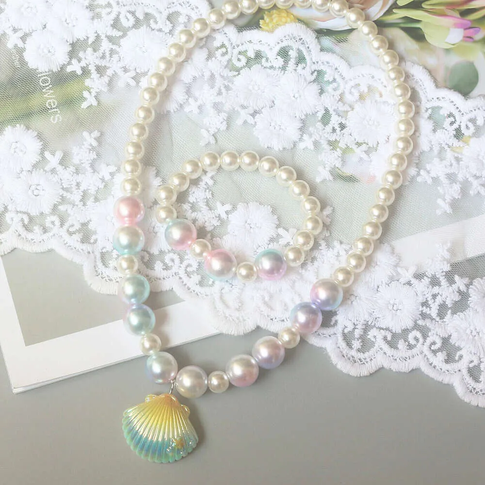 Ocean Shell Mermaid Jewelry Set for Little Girls - Cute Beaded Necklace ...