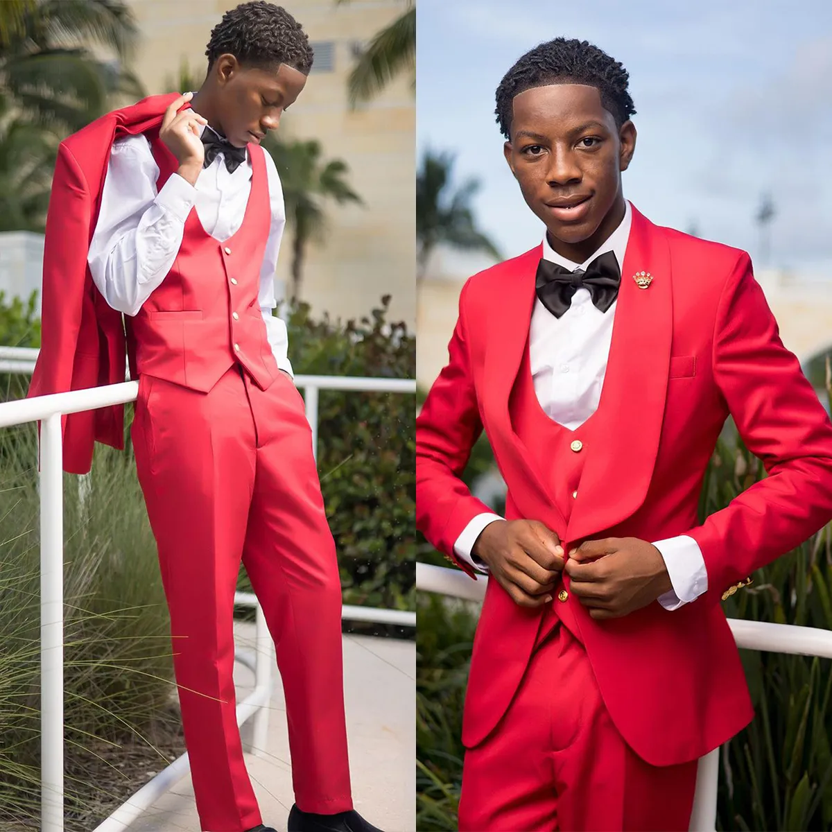 Red Groom Wedding Tuxedos Slim Fit Shawl Lapel One Button Pants Suits ...