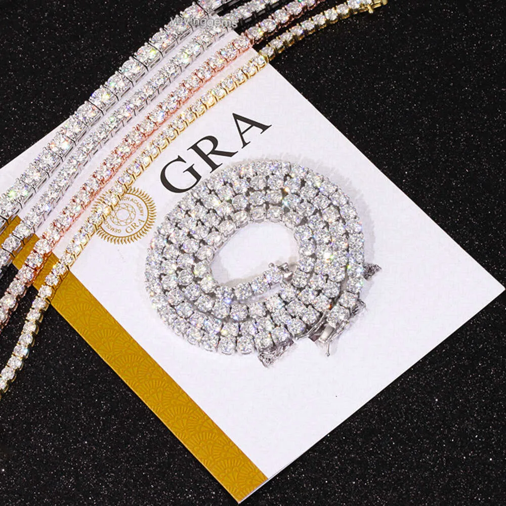 Pass Diamond Test 2mm 6.5mm Mossanite Tennis Chain 925 Sterling Silver ...