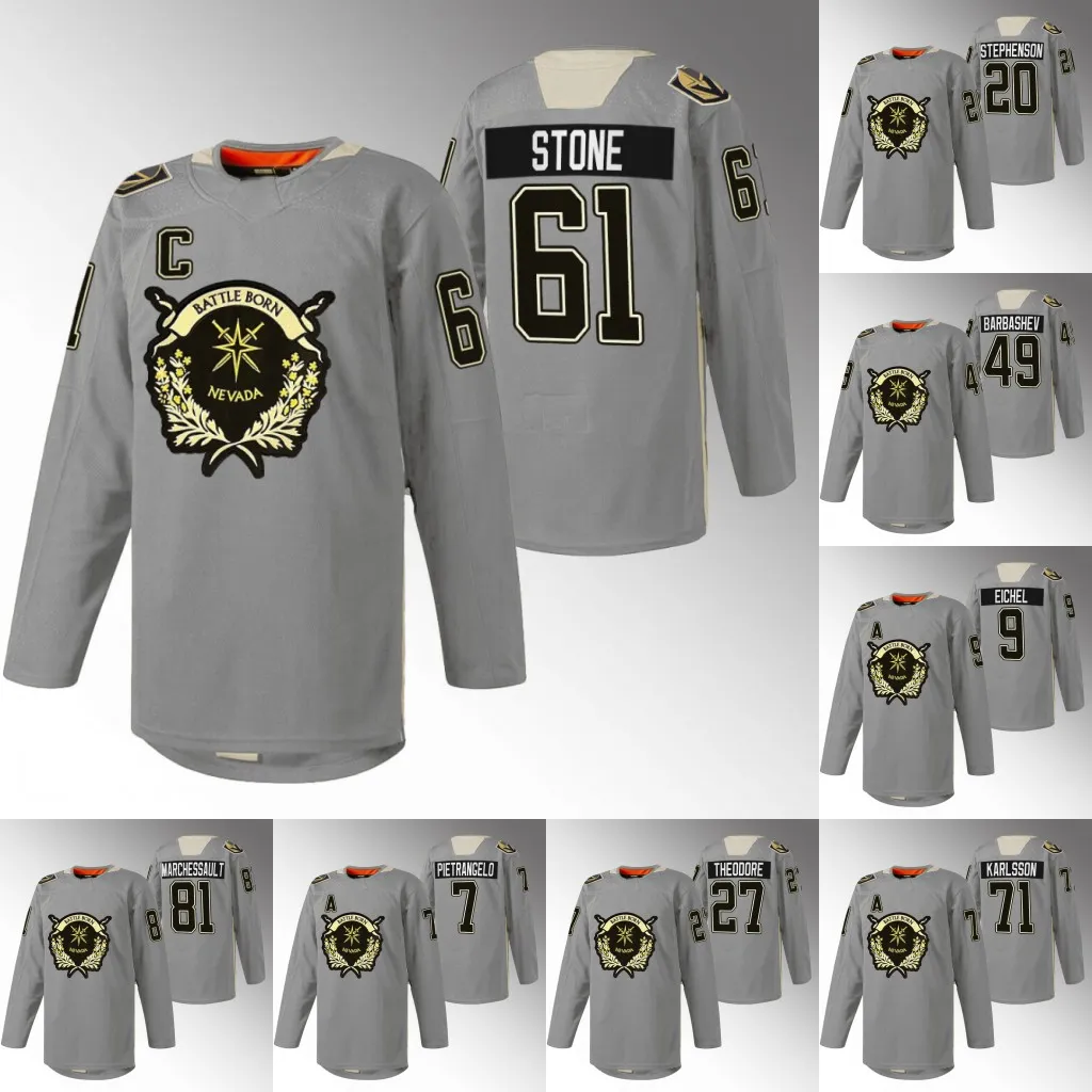 2023 Vegas Golden Knights Silver Golden Jerseys Eichel Stone Nicolas ...