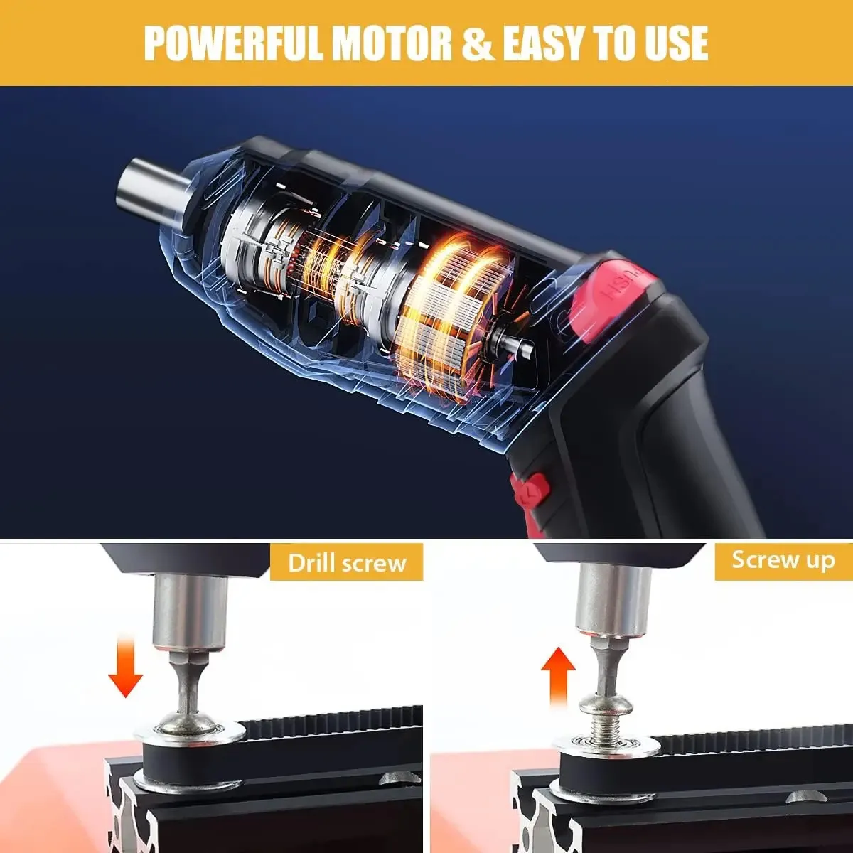 Rechargeable 36V Pivoting Handle Electric Screwdriver Power Tool Set ...