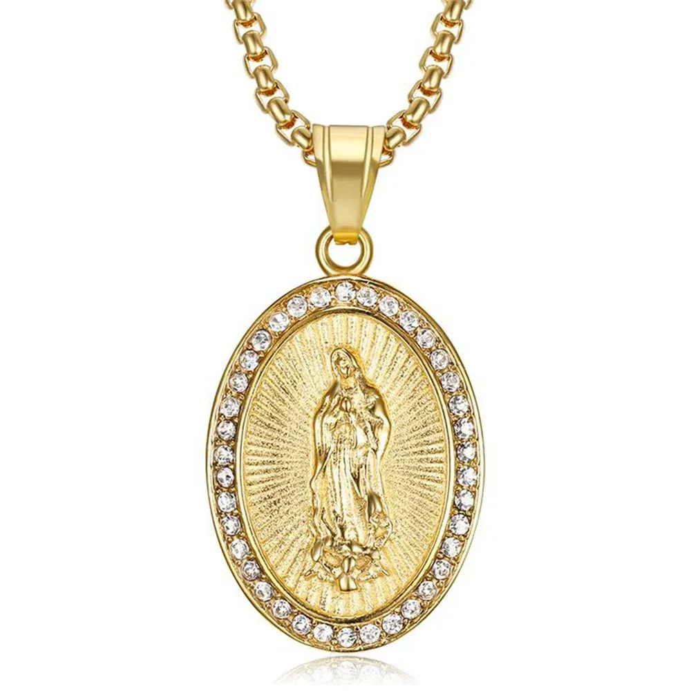 2024 Newest 14k Yellow Gold Virgin Mary Pendant Necklace For Women/Men ...