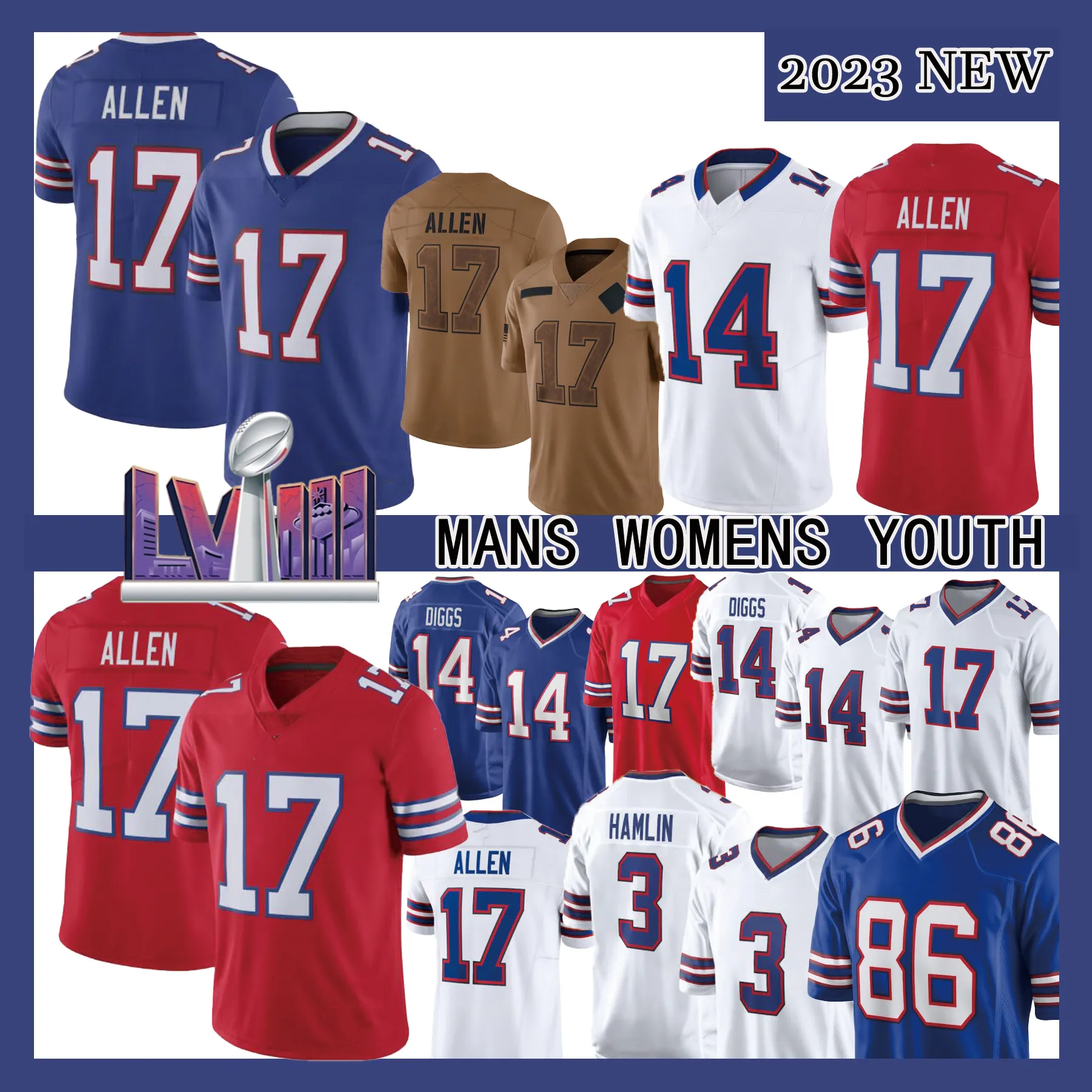Josh Allen Stefon Diggs Camisa De Futebol Buffalos Gabriel Davis Von ...