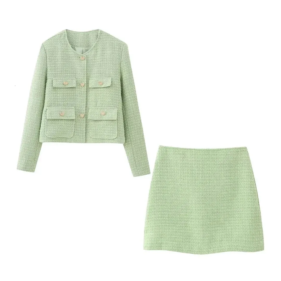 Foridol Tweed Blazer Skirt Outfit Set, Autumn Winter Matching Set ...