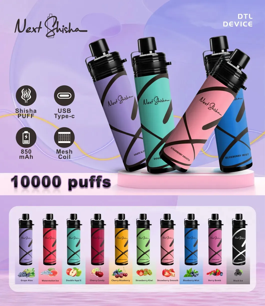 New Released Authentic My Shisha Next Dtl 10000 Puffs 3% Nic Disposable ...