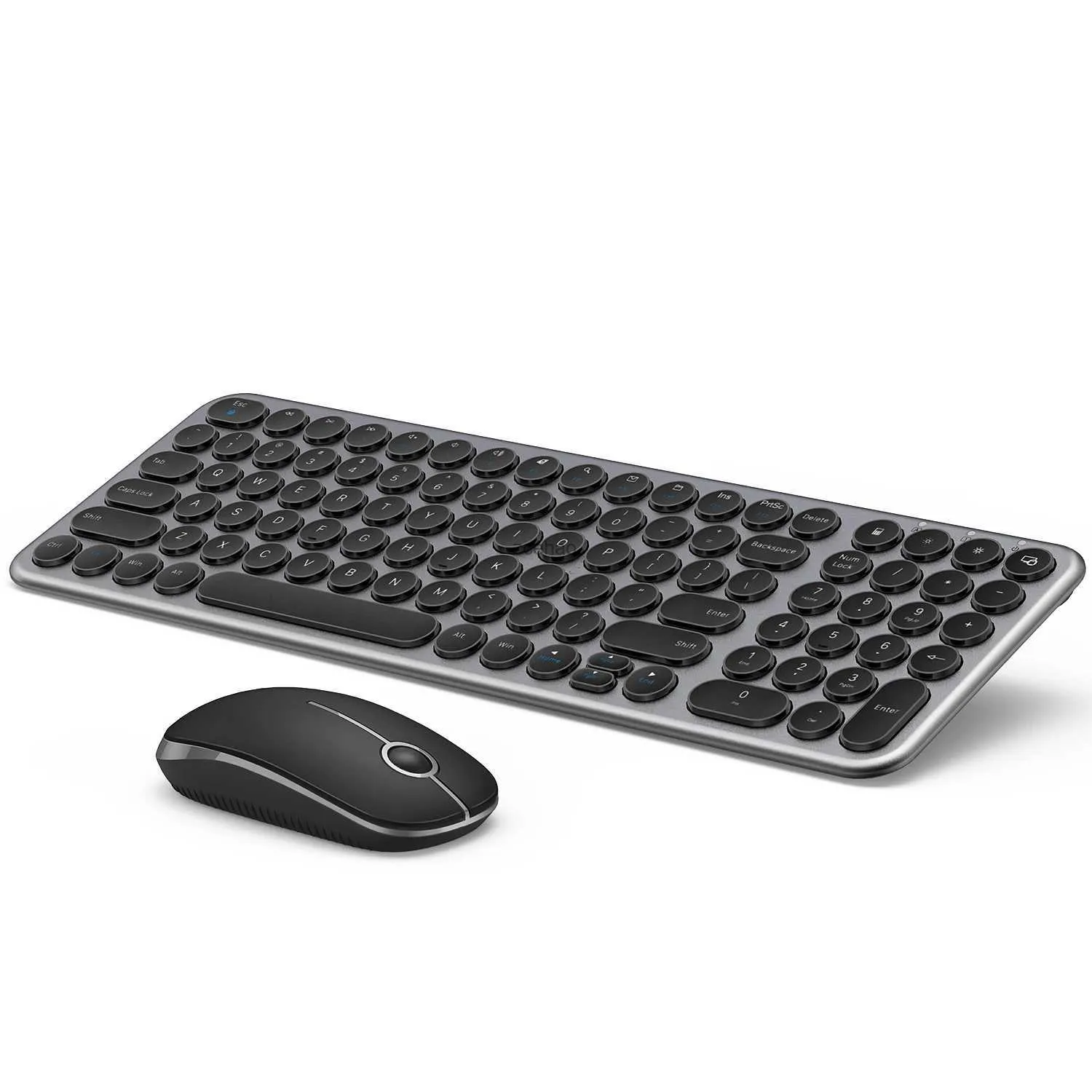 Wireless Keyboard and Mouse Combo - Ergonomic Quiet Keyboard with Round ...