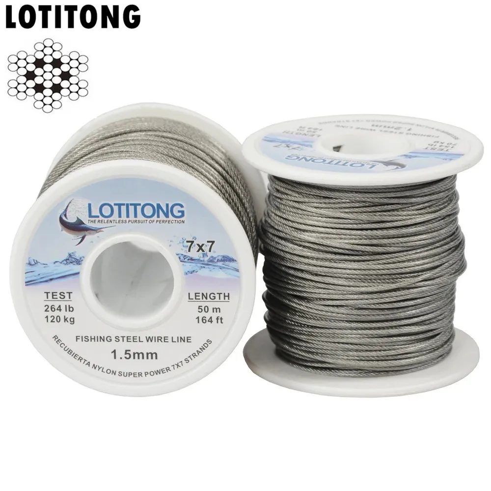 High Strength 70lb-368lb Fishing Steel Wire Leader Line - 49 Strand ...