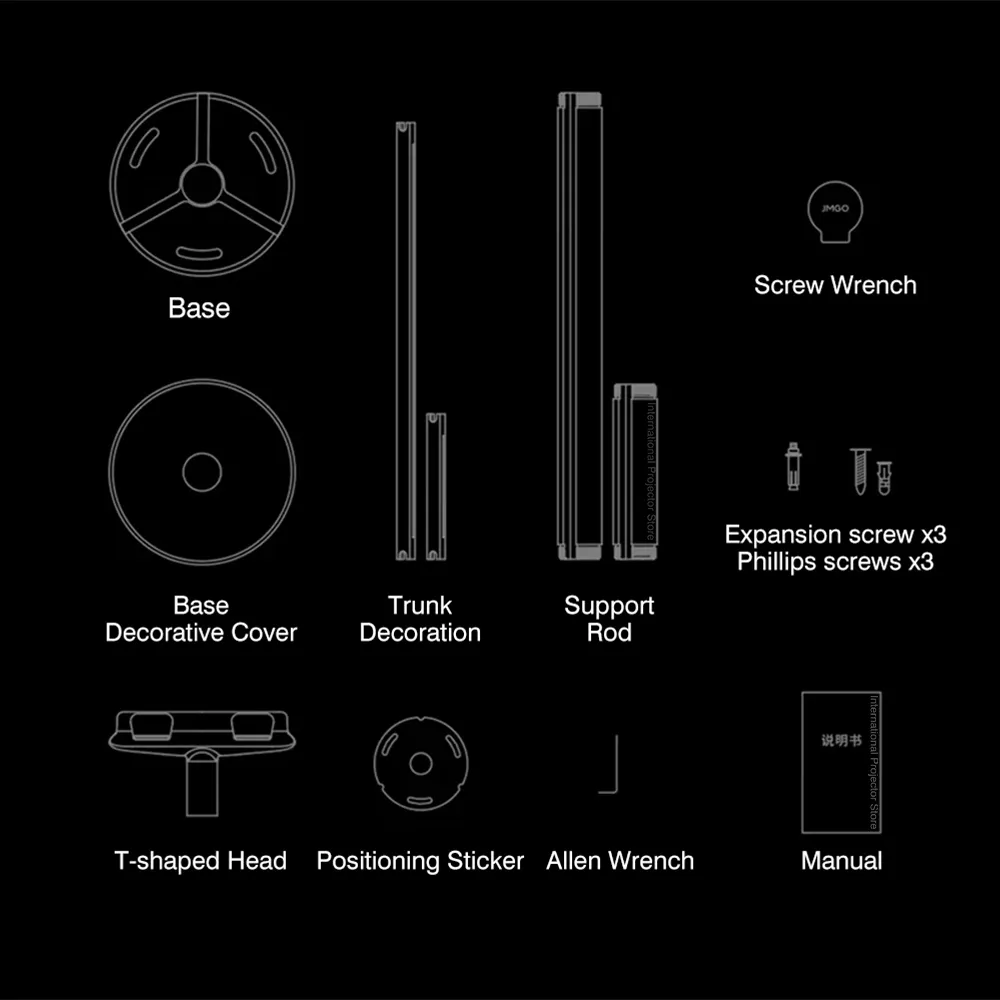 Ceiling Projector Screen Mount: Pan Tilt Adjustable Anti Shake Headrest ...