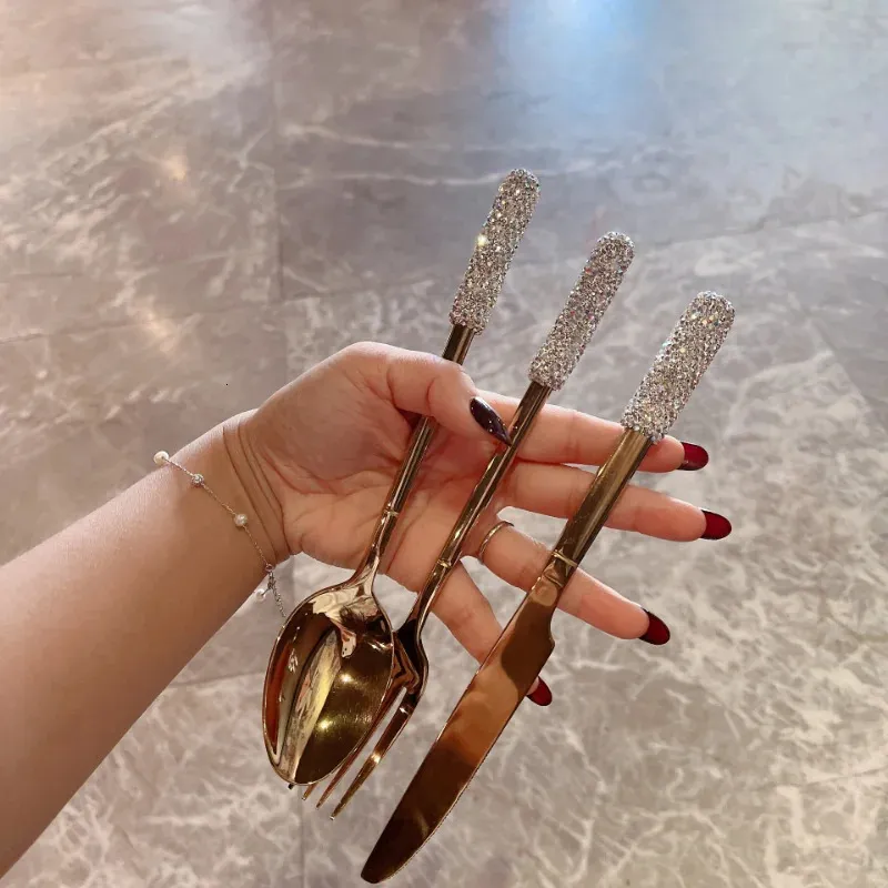 DHgate.com:Diamond-Cut 3-Piece Stainless Steel Cutlery Set (Knife, Fork ...