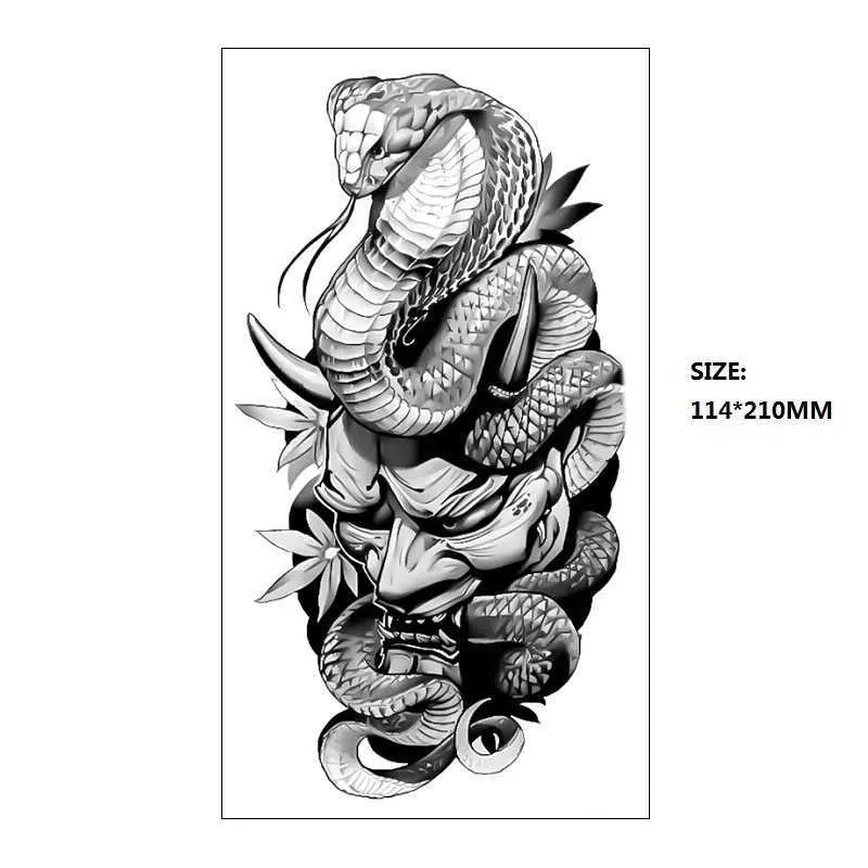 Tattoo Stickers Black XQB Skull Animal Eagle Snake Water Transfer ...