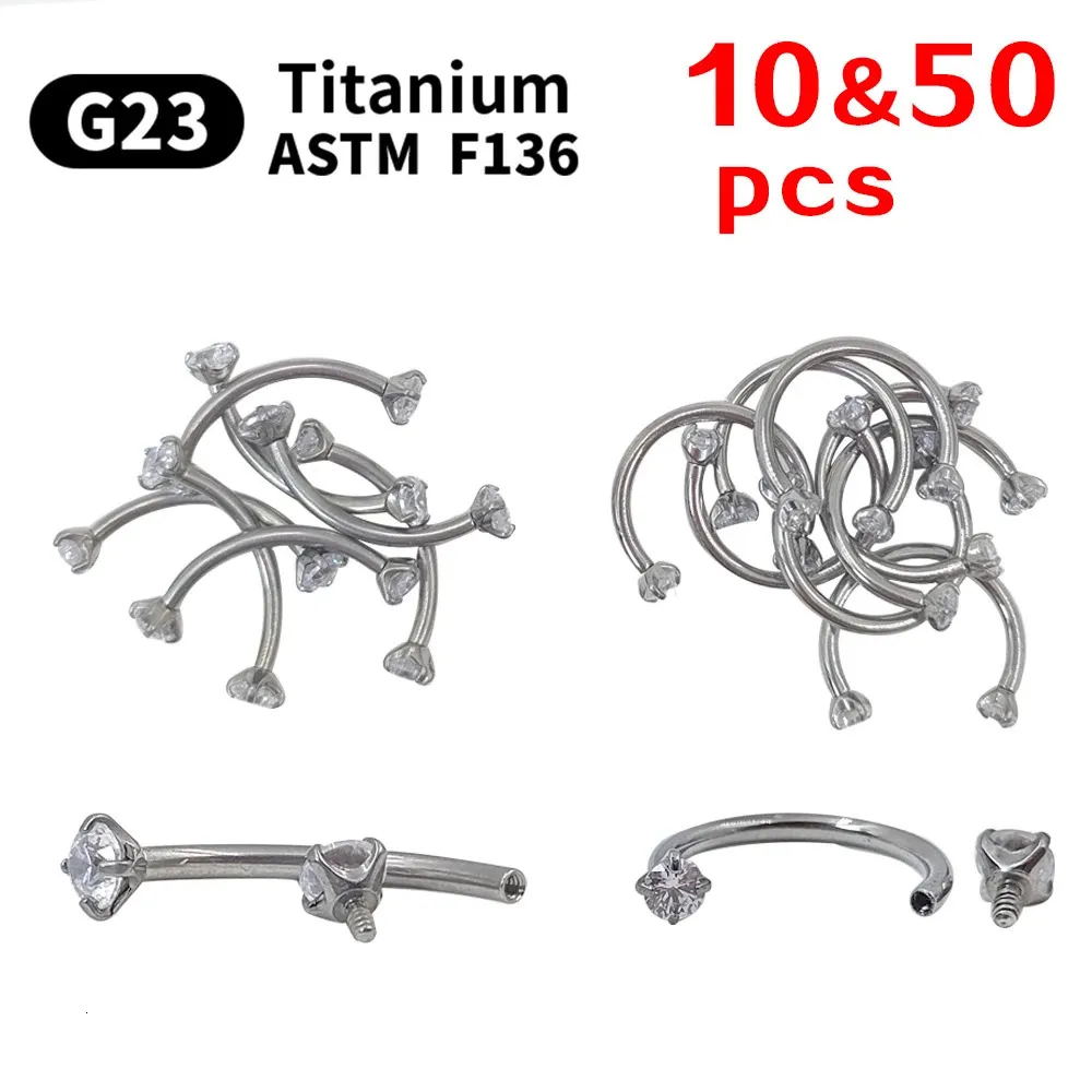 10-Wholesale Zircon Eyebrow Piercing Jewelry G23 Nose Ring C Rod Body ...