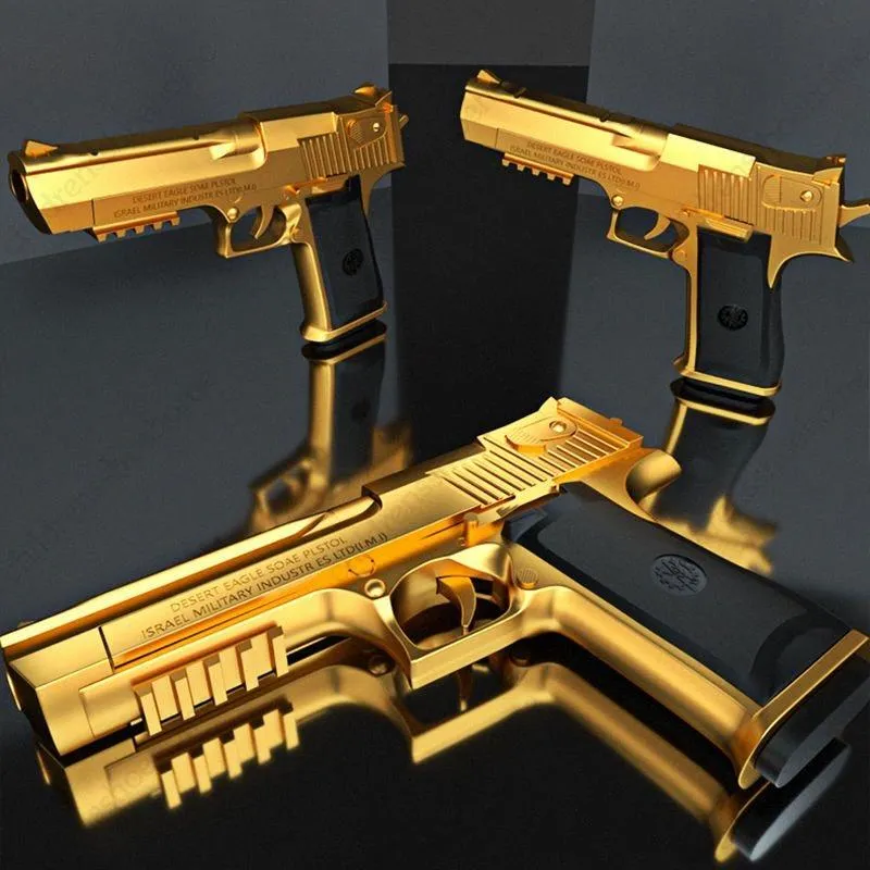 Live Stone Golden Desert Eagle Toy Gun Soft Bullet Small Handgun M1911 ...