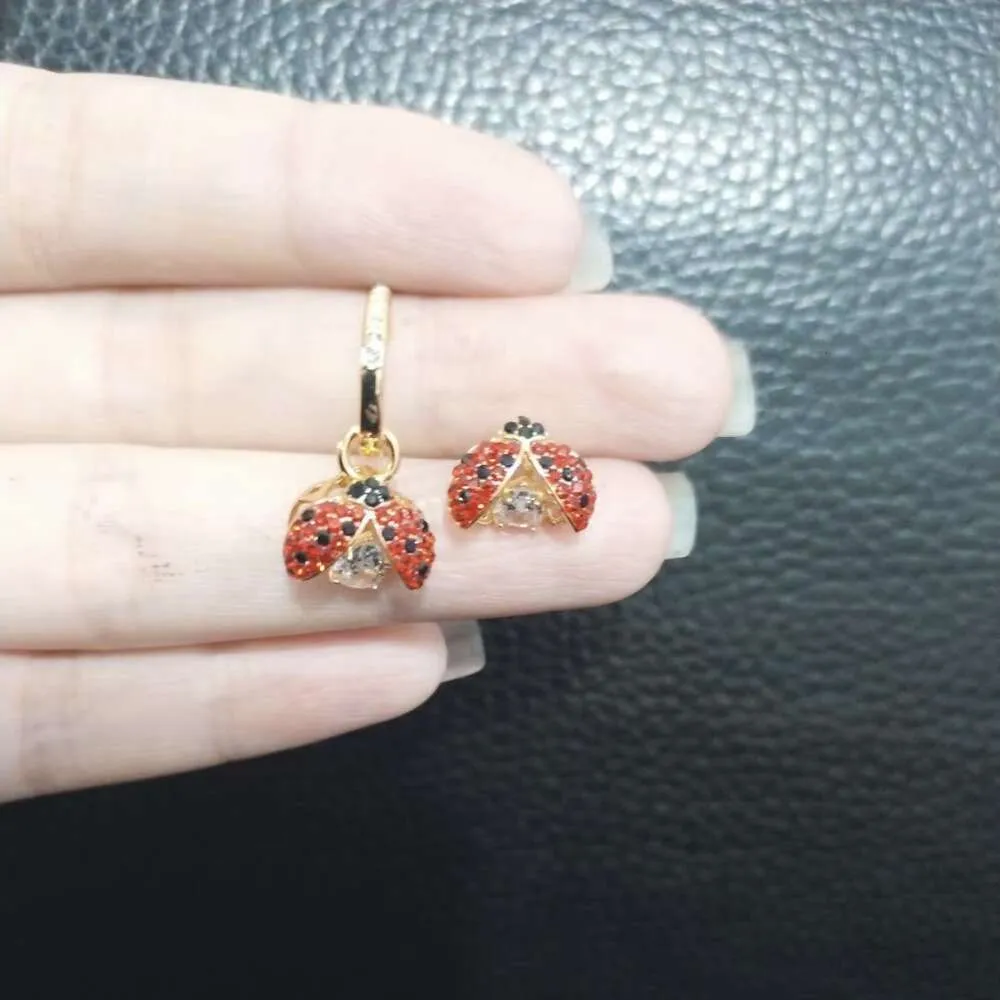 DHgate Swarovski Asymmetric Crystal Ladybug Earrings Jewelry