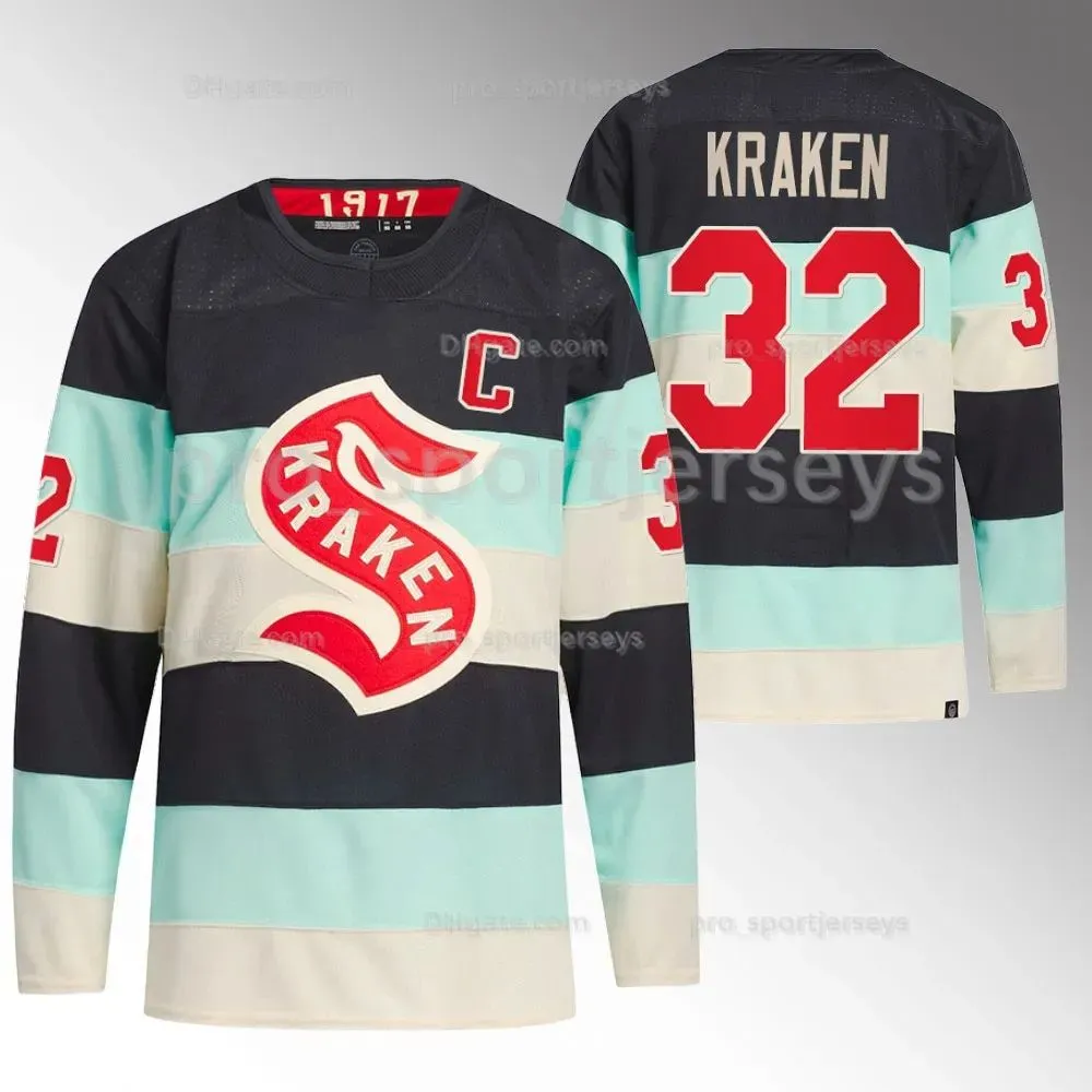 CUSTOM Seattle 2024 Winter Classic Blue Jersey Kraken Matty Beniers 0 Bouée Andre Burakovsky ...