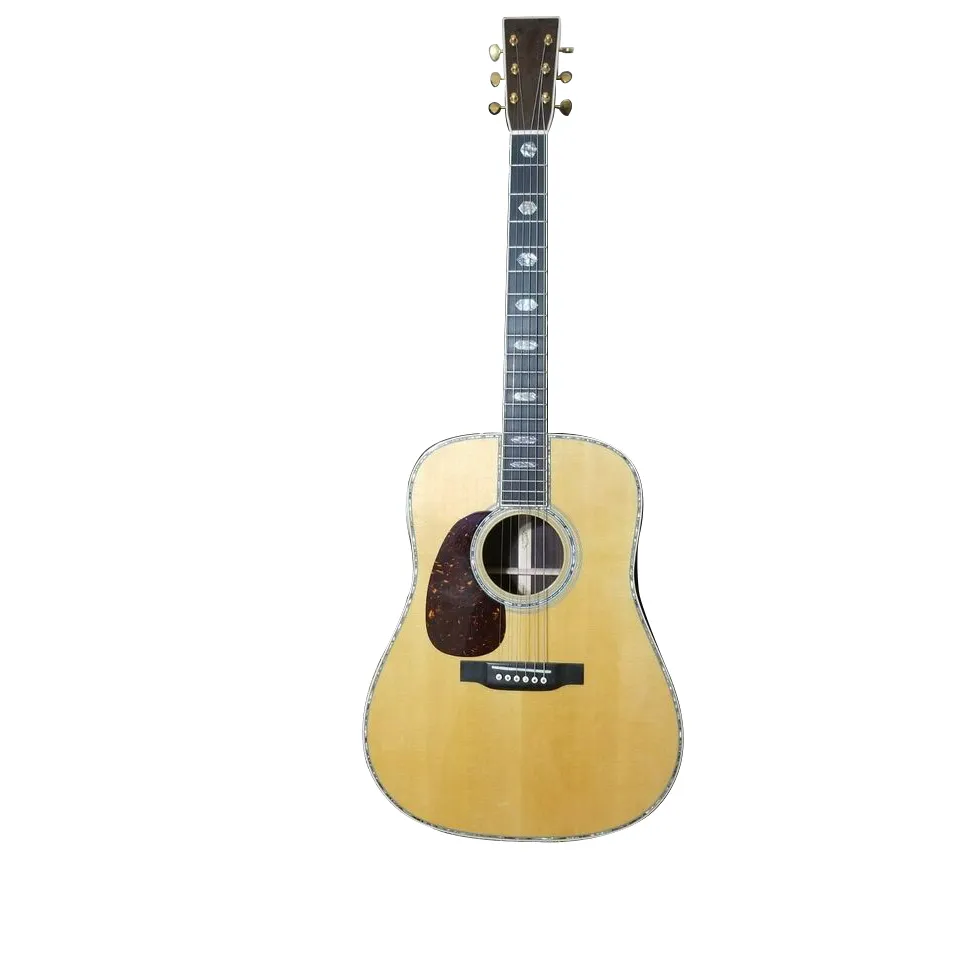 D-45 Style Acoustic Guitar - Premium Solid Wood, Handcrafted, Rich Tone ...