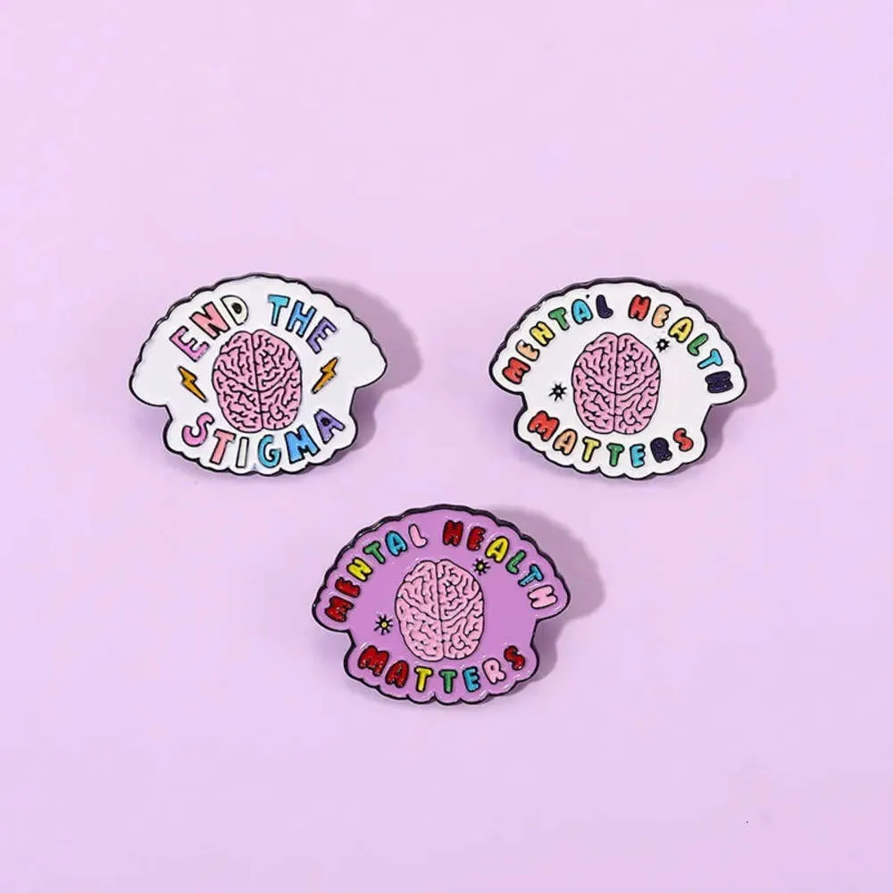 Hot Lapel Pins Mental Health Brain Badge Golden Metal Brooch For ...