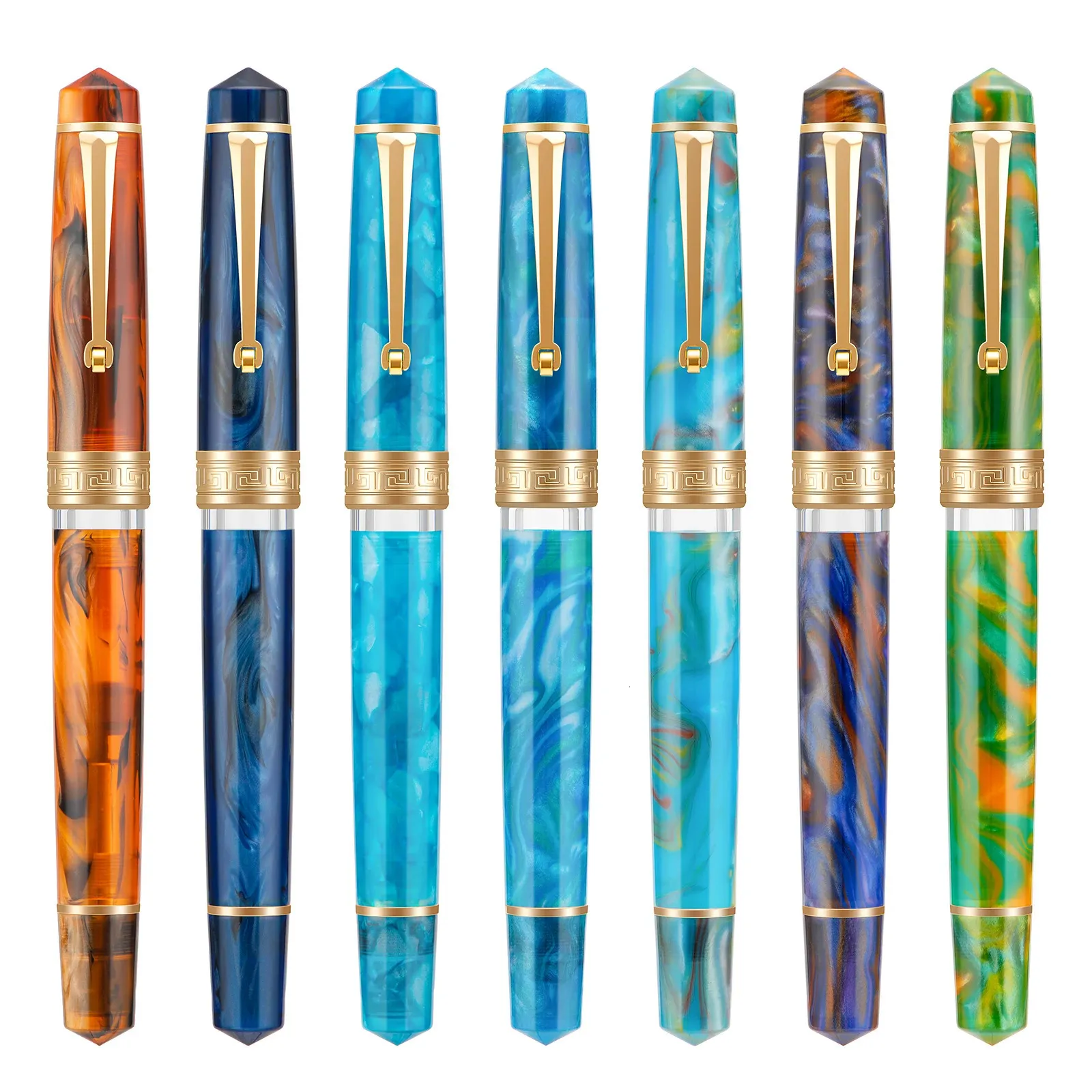 Exquisite Acrylic Piston Fountain Pen Asvine P20 Beautiful Pattern EF/F ...