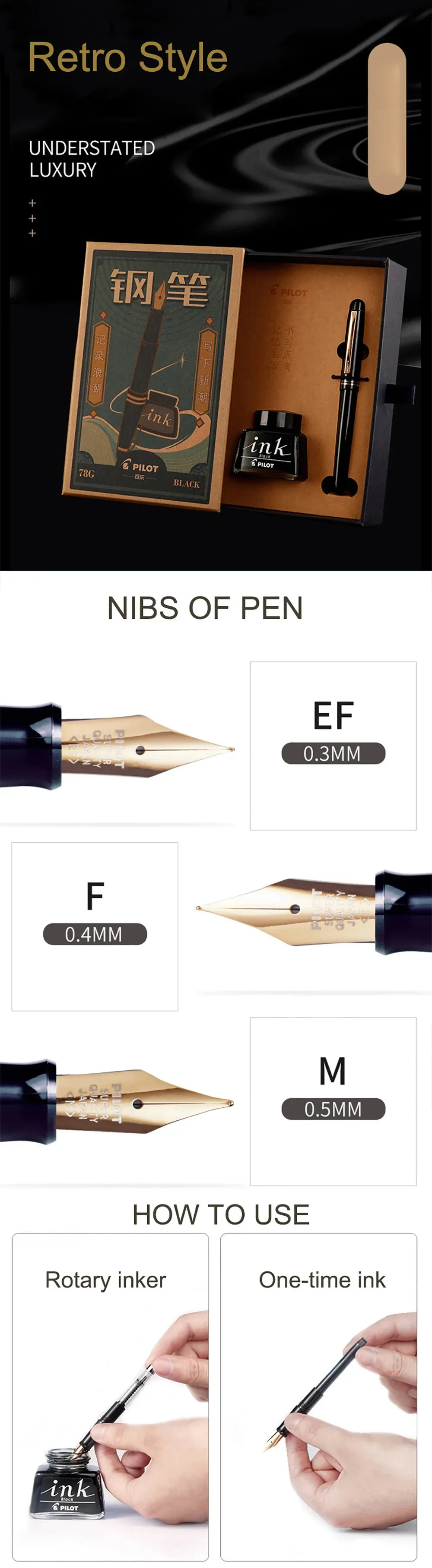 PILOT 78G Fountain Pen Limited Set Resin Body Iraurita Nib Standard ...