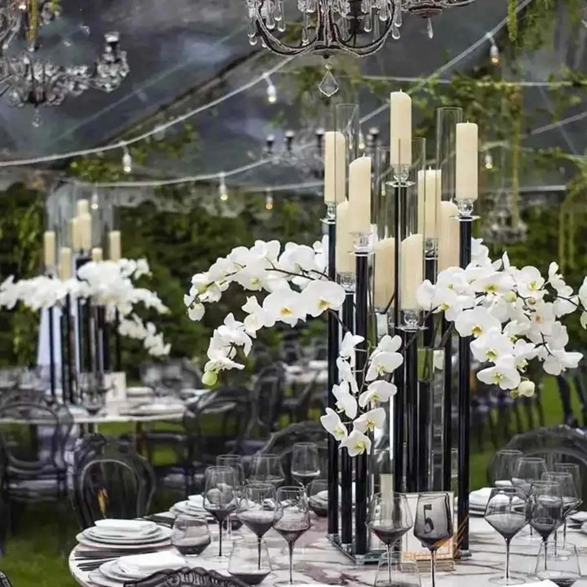 9 Heads Black Gold Candelabra Tall Long Stem Floor Wedding Candle ...