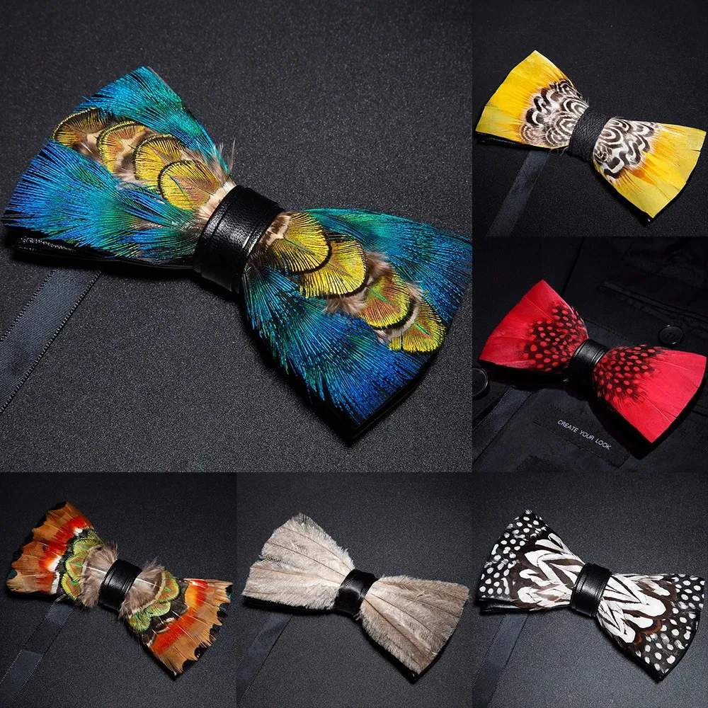 Handmade Feather Bow Ties for Men - Unique Mens Bow Ties, Wedding ...