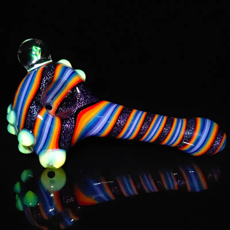 Crushed Opal Glass Spoon Pipe Dichroic Hand Pipe With Color Beads For ...